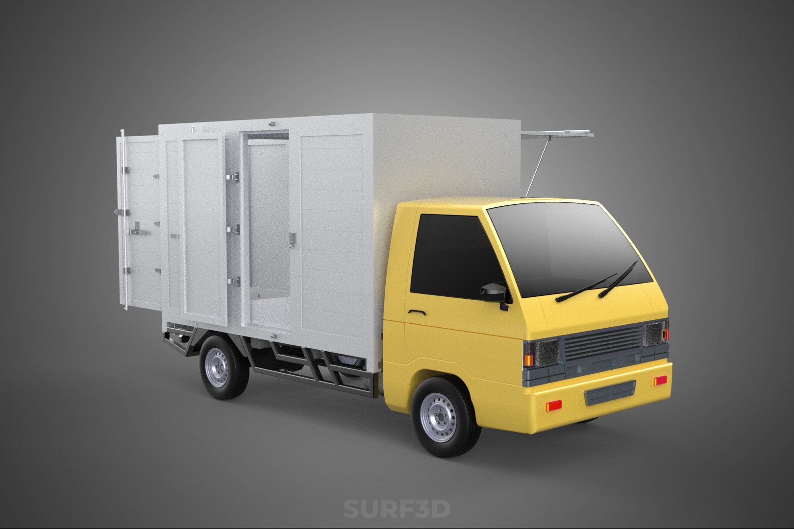 3D Model SLIDING SIDE DOOR BOX TRUCK SLIDE PANEL GATE LOADER DROP ...