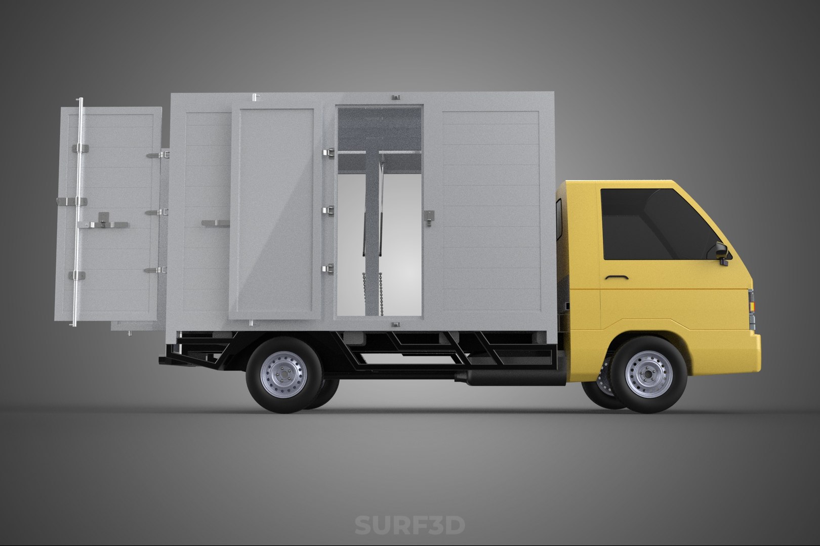 3D Model SLIDING SIDE DOOR BOX TRUCK SLIDE PANEL GATE LOADER DROP ...