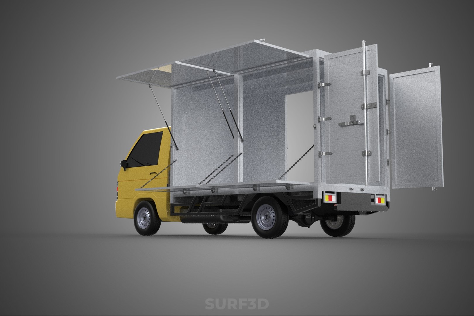 3D Model SLIDING SIDE DOOR BOX TRUCK SLIDE PANEL GATE LOADER DROP ...