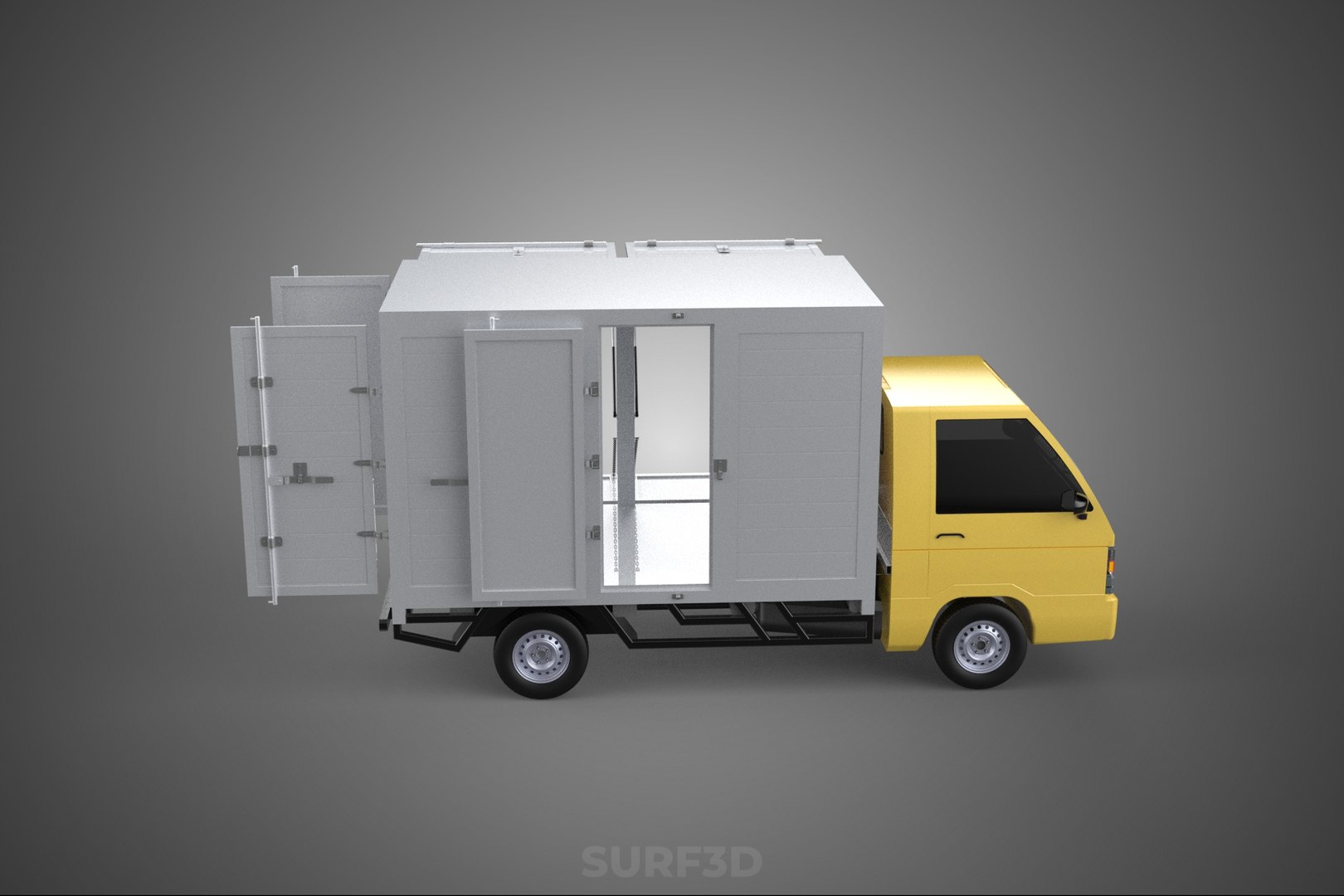 3D Model SLIDING SIDE DOOR BOX TRUCK SLIDE PANEL GATE LOADER DROP ...