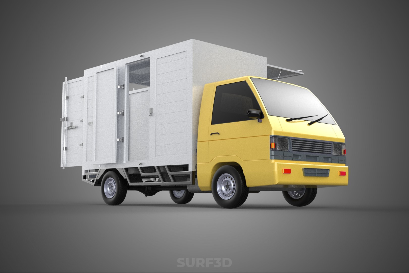 3D Model SLIDING SIDE DOOR BOX TRUCK SLIDE PANEL GATE LOADER DROP ...