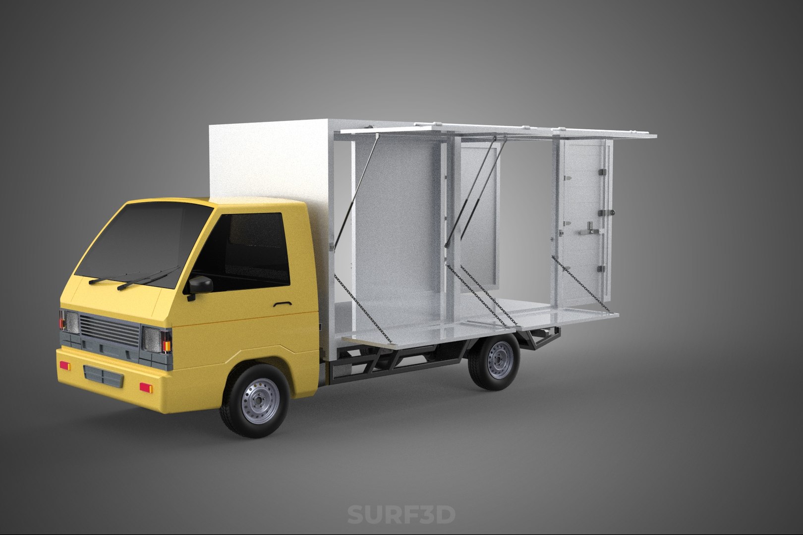 3D Model SLIDING SIDE DOOR BOX TRUCK SLIDE PANEL GATE LOADER DROP ...