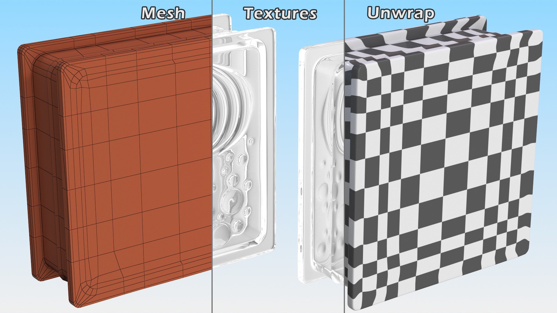 3D Model Square Glass Block Ocean View - TurboSquid 1830141