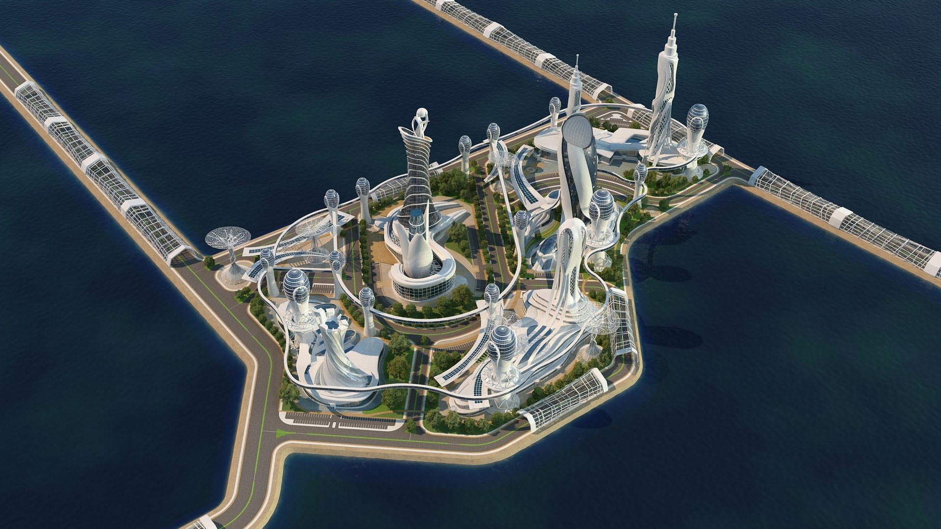 0080 - Future City Island 03 - 2D Drawing - 3ds Files 3D - TurboSquid ...