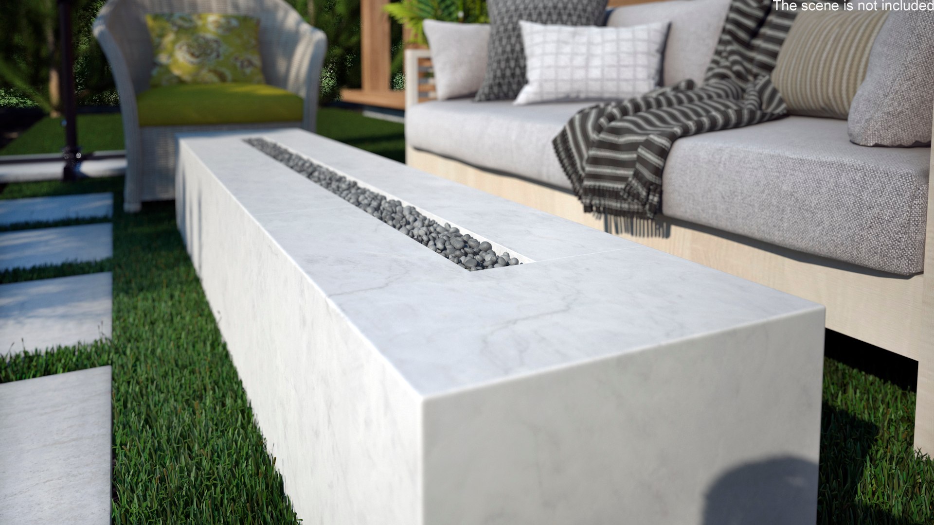 Gas Fire Pit Rectangular Marble White No Fire 3D Model - TurboSquid 2222176
