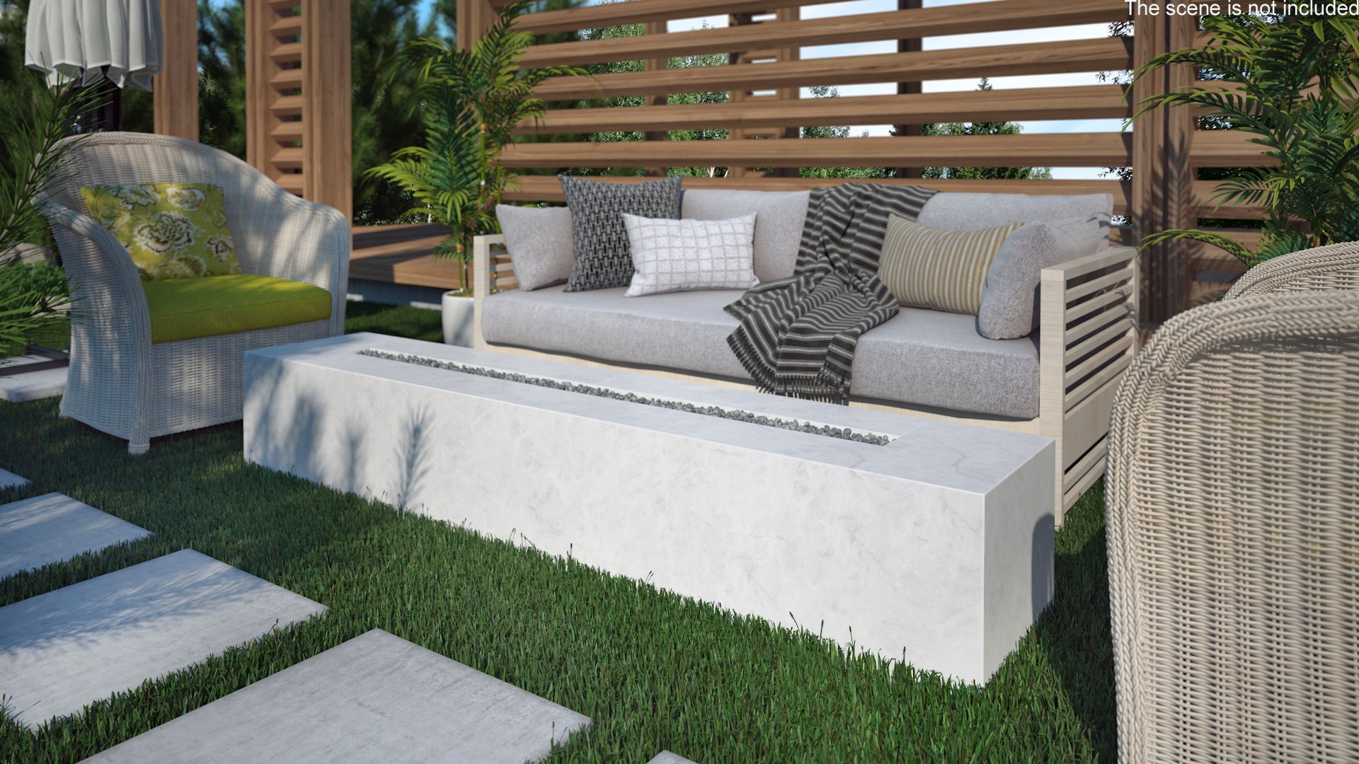 Gas Fire Pit Rectangular Marble White No Fire 3D Model - TurboSquid 2222176