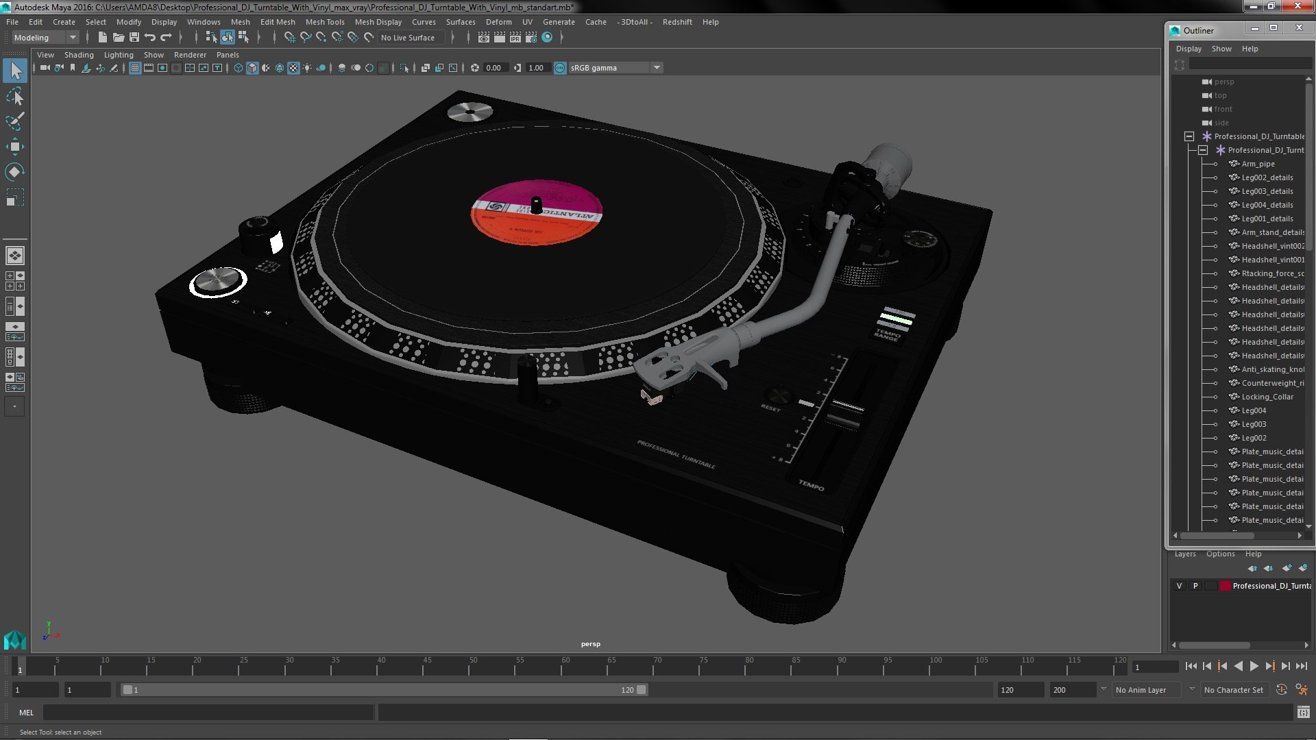 Professional DJ Turntable With Vinyl 3D model - TurboSquid 1902391