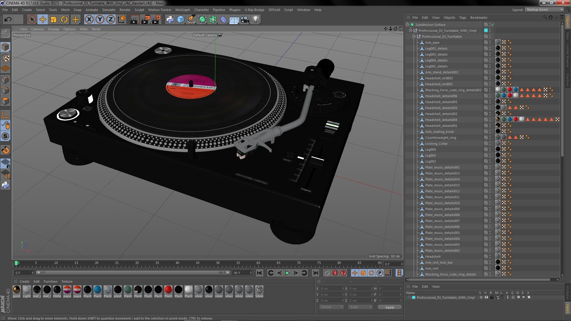 Professional DJ Turntable With Vinyl 3D model - TurboSquid 1902391
