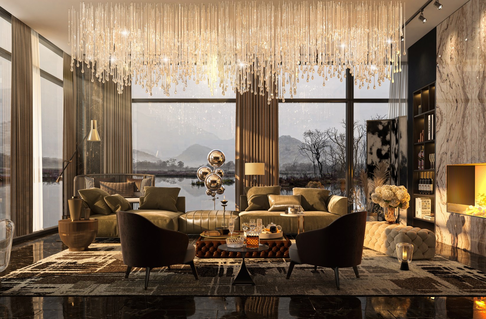 The Living Room At Dusk 3D Model - TurboSquid 2001785