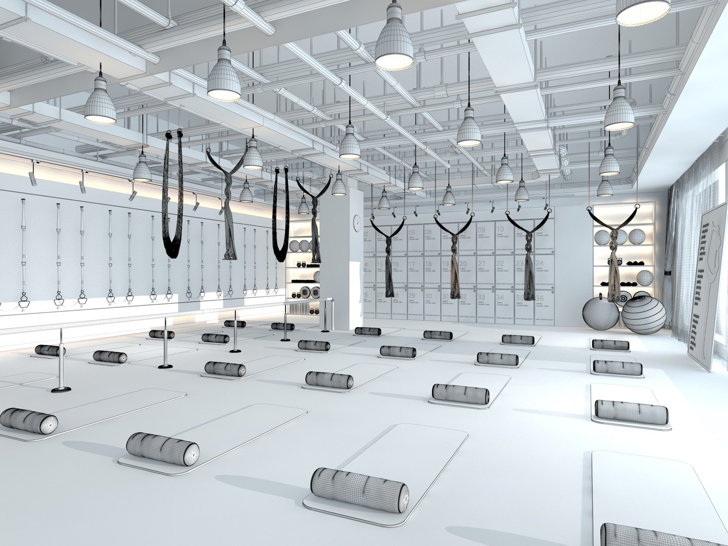 Modern Pilates Studio Interior Scene 3D Model - TurboSquid 2394750