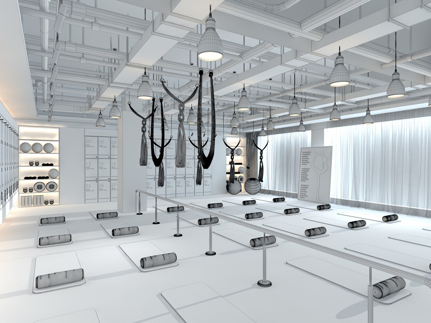 Modern Pilates Studio Interior Scene 3D Model - TurboSquid 2394750