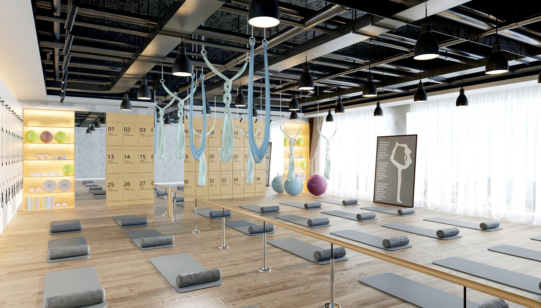 Modern Pilates Studio Interior Scene 3D Model - TurboSquid 2394750