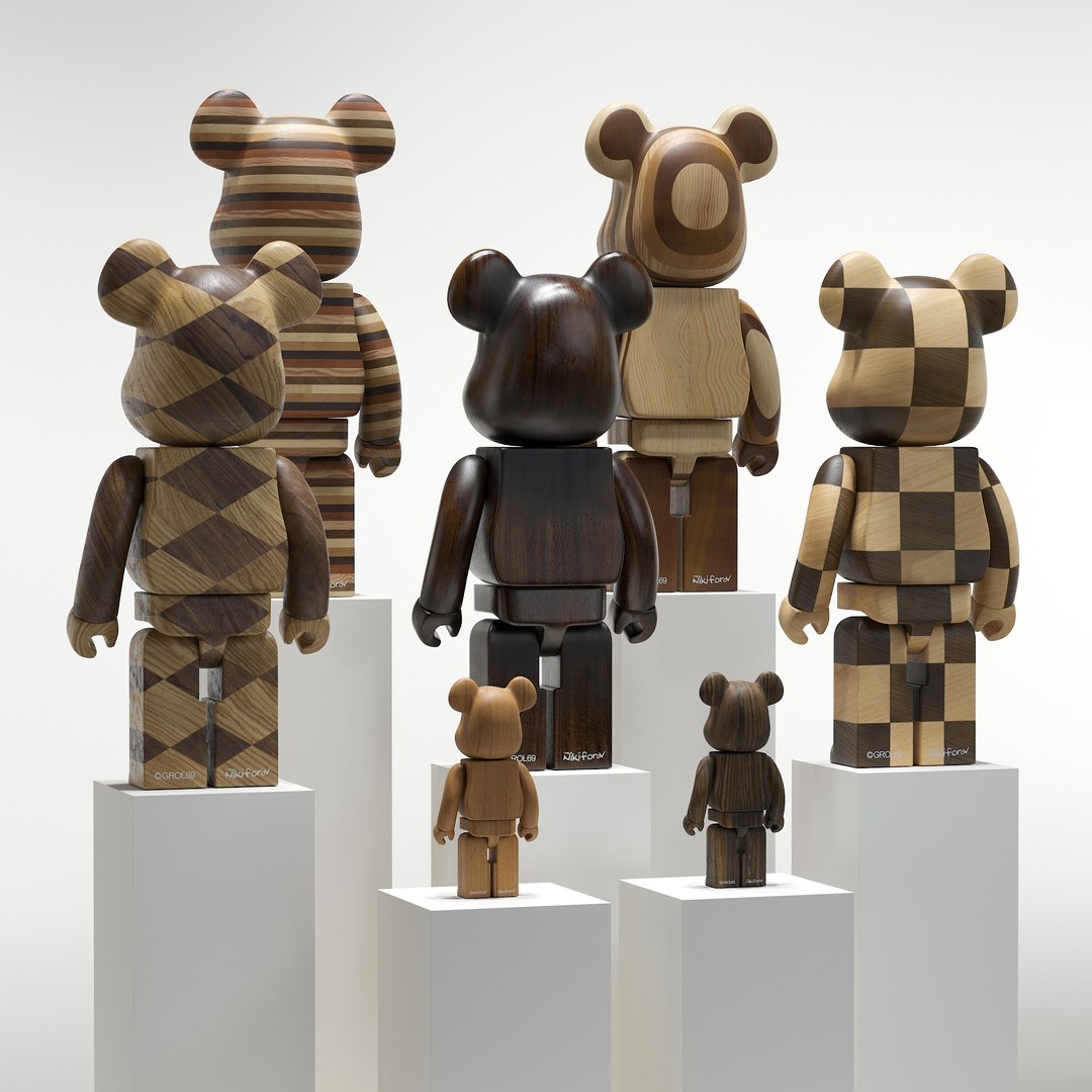 3D Bearbrick - Karimoku- Wood Set Model - TurboSquid 1954234