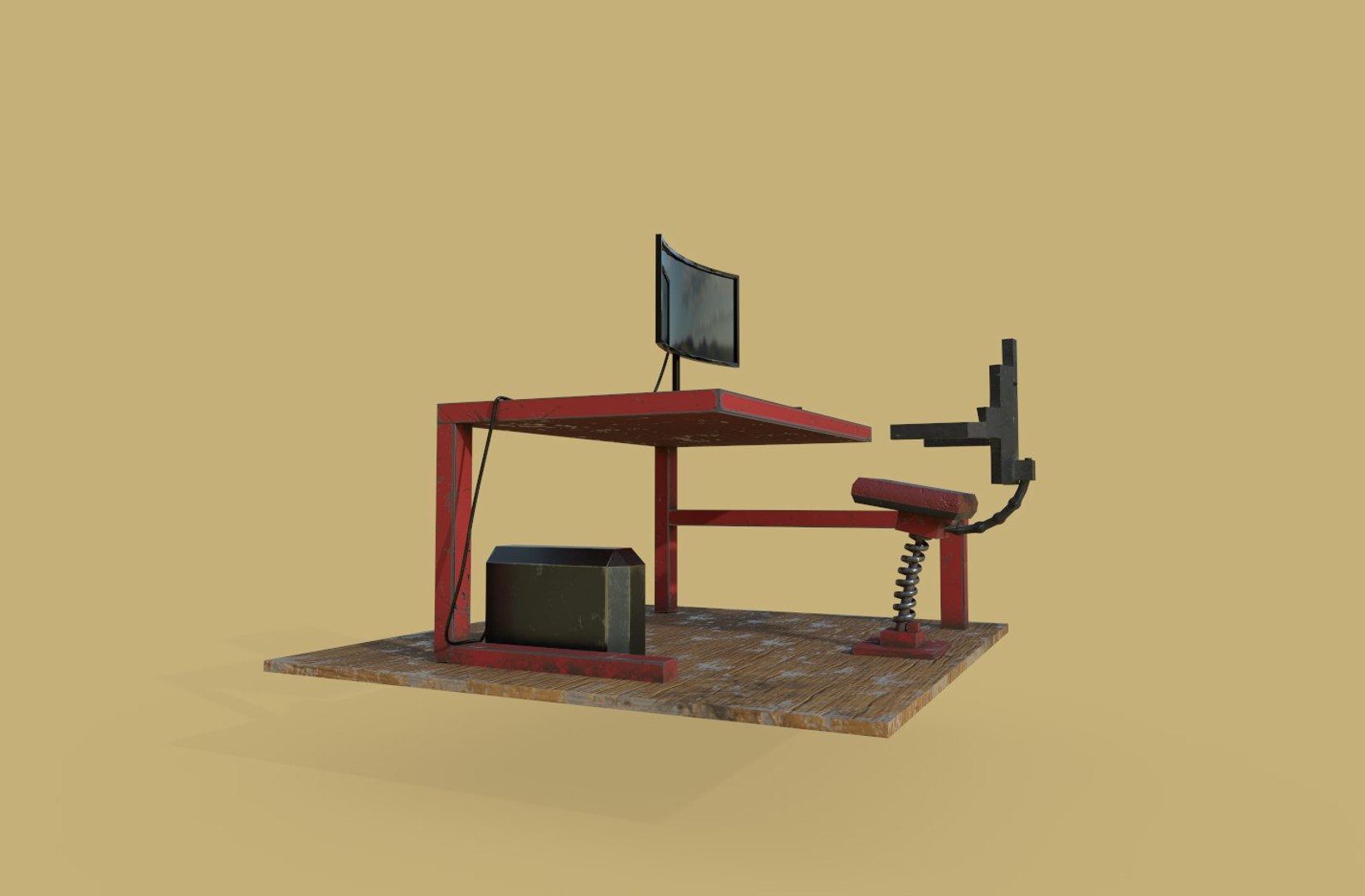 3D old computer desk - TurboSquid 1545198