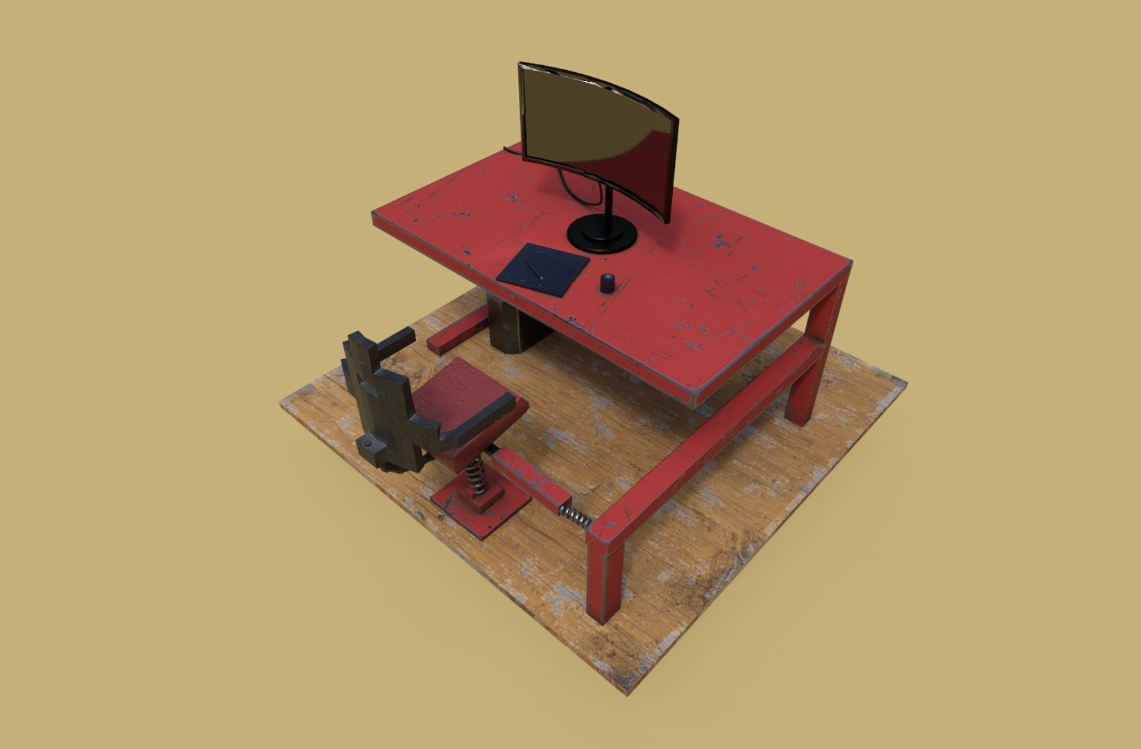 3D old computer desk - TurboSquid 1545198