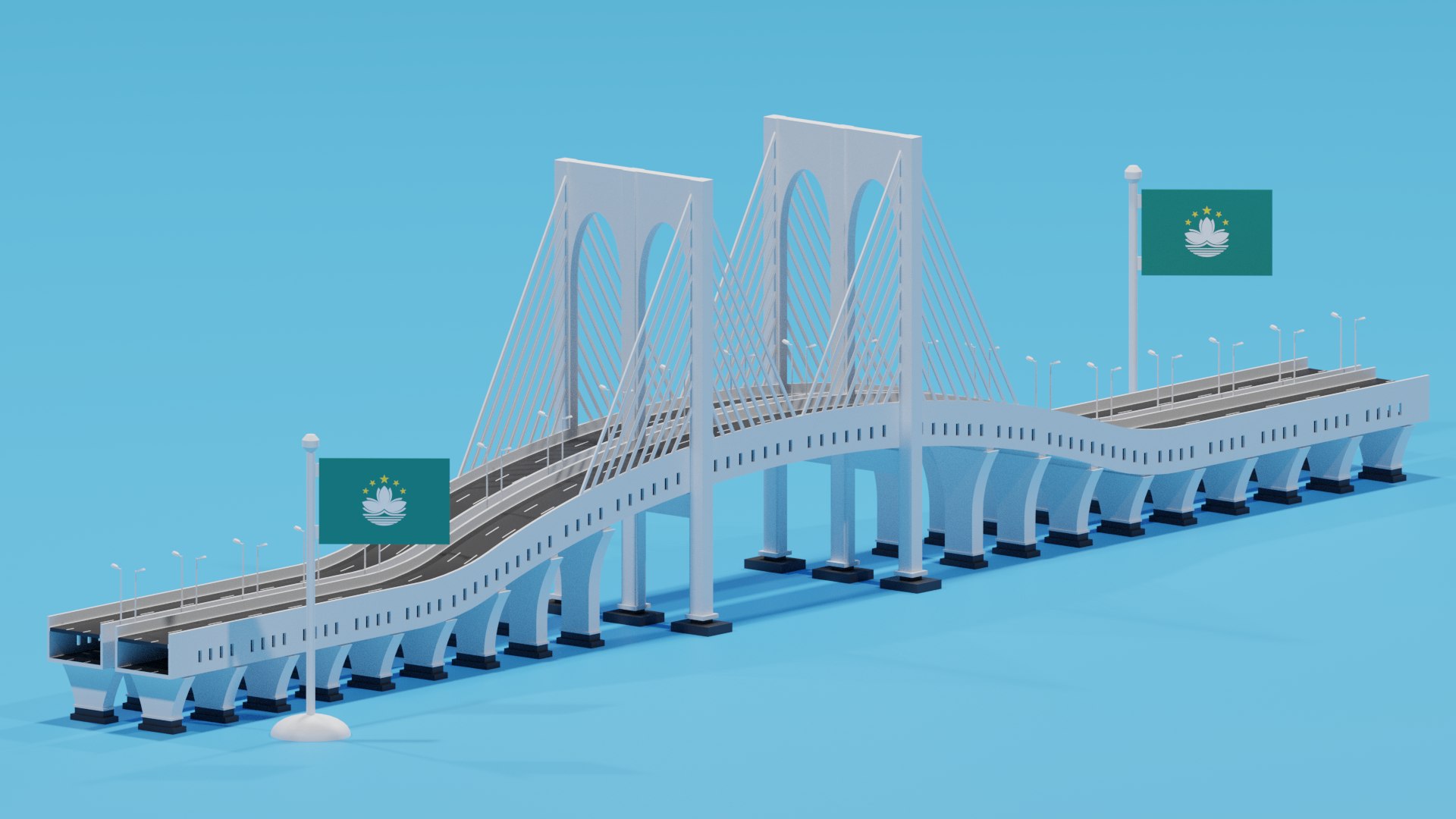 3D Model Macau Sai Van Bridge - TurboSquid 2210850