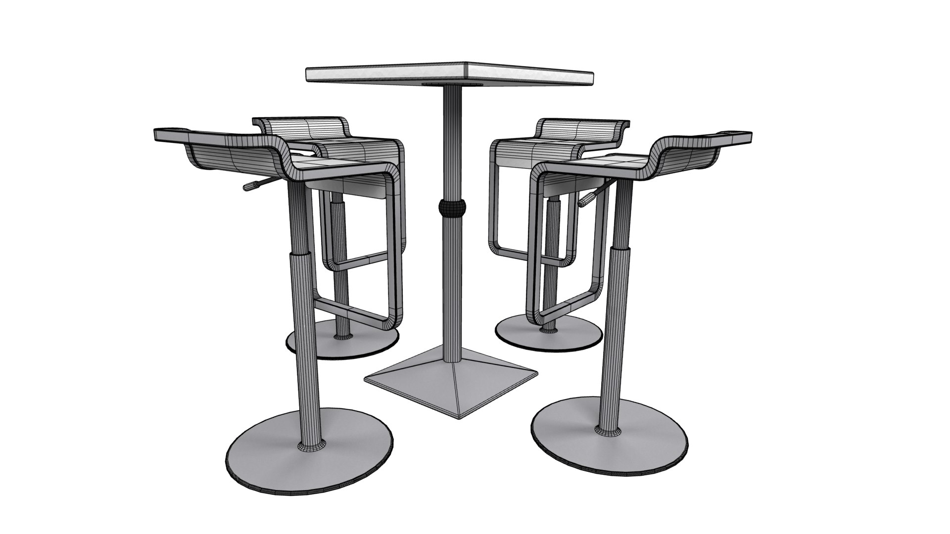 3D Bar Table And Chairs Model - TurboSquid 2269588
