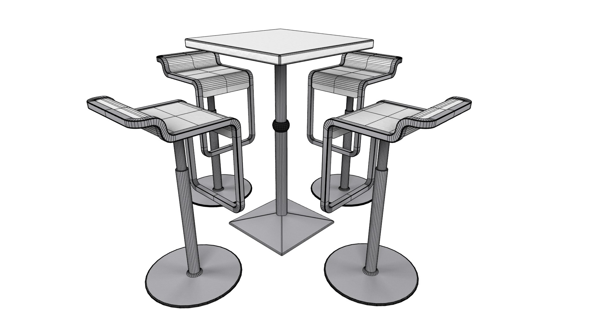 3D Bar Table And Chairs Model - TurboSquid 2269588