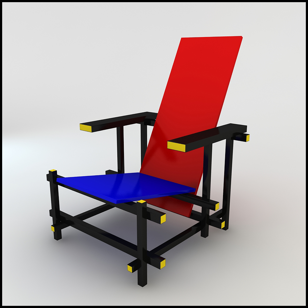 gerrit rietveld red blue 3d model