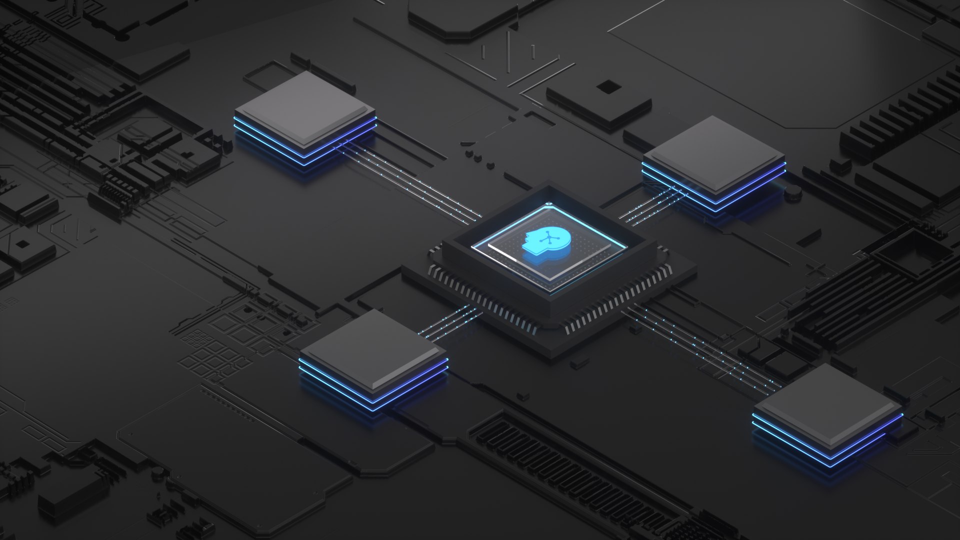 3D model C4D Octane CPU chip core capacitance Scifi Circuit board 9 ...