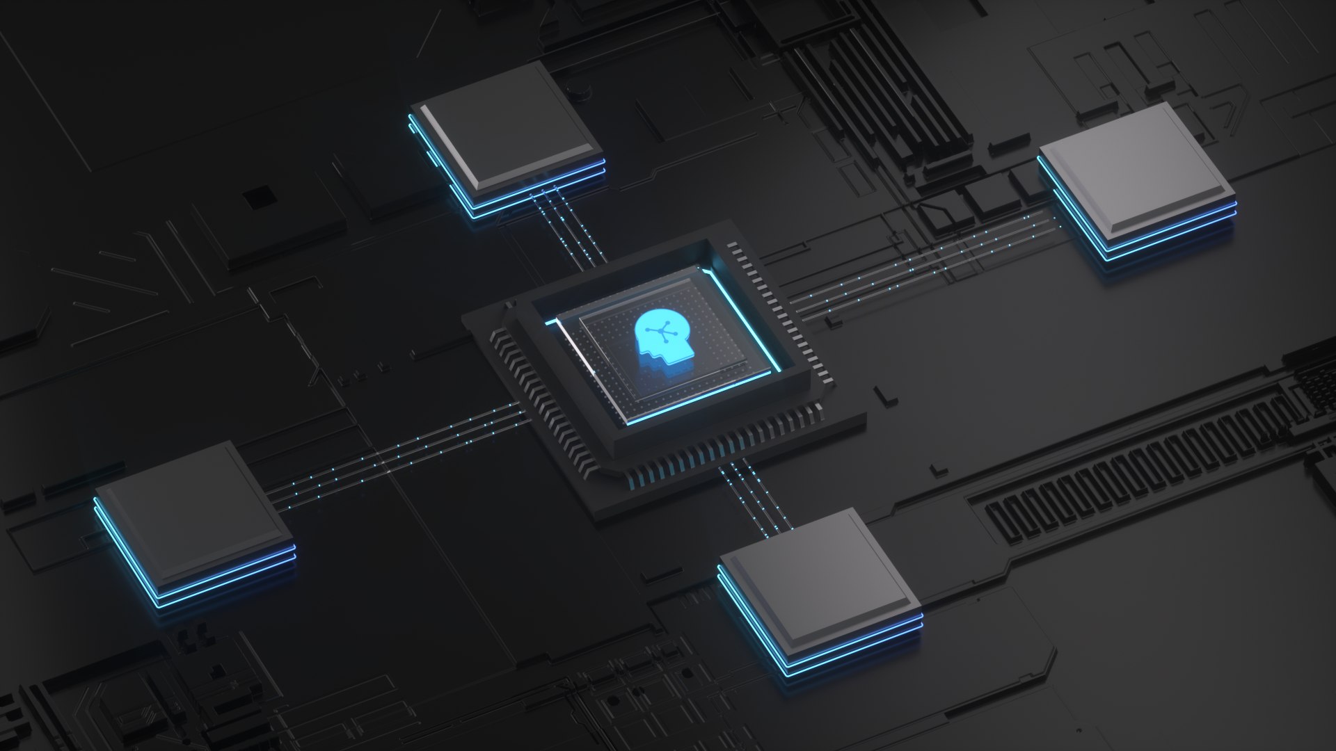 3D model C4D Octane CPU chip core capacitance Scifi Circuit board 9 ...