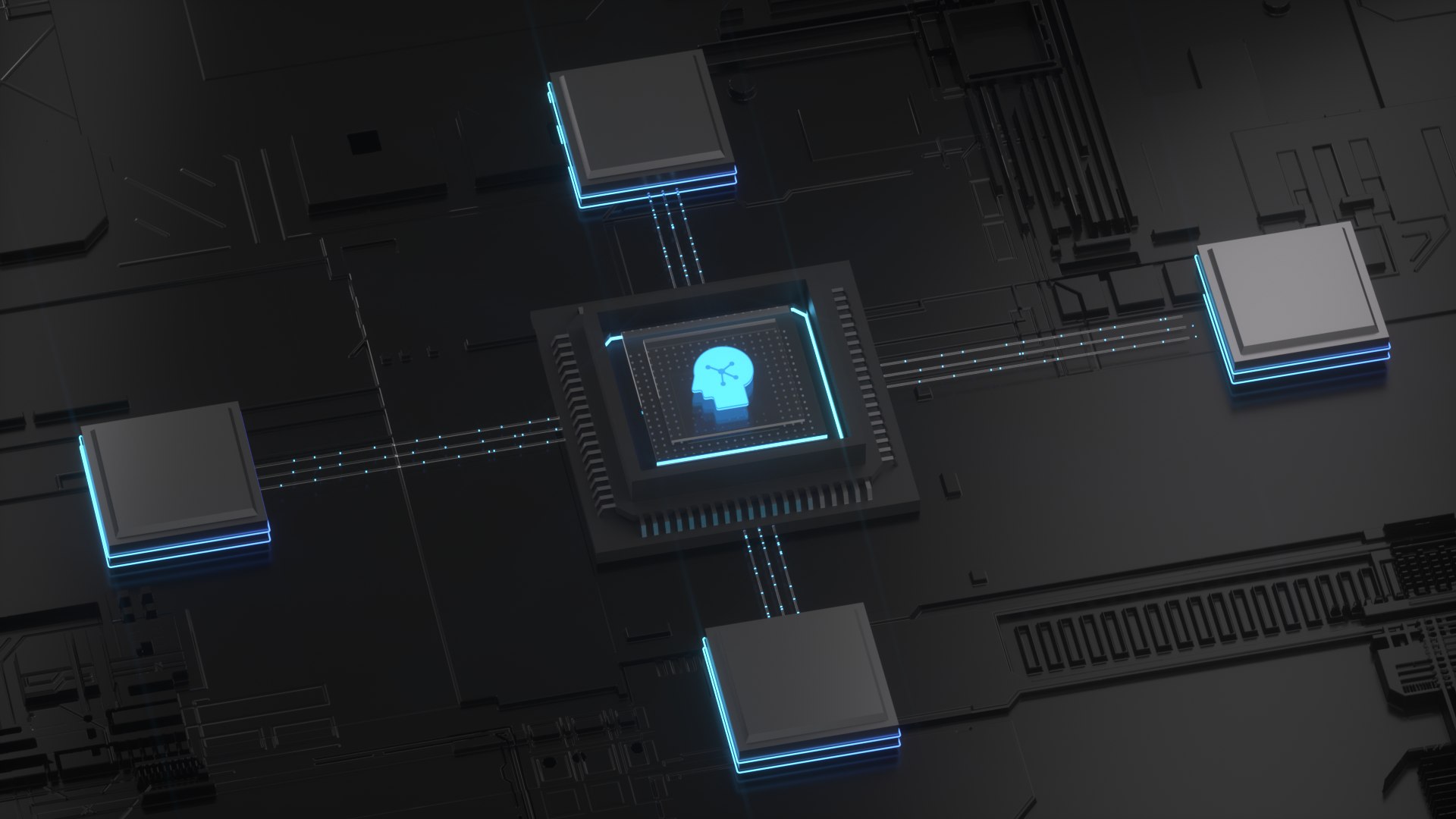 3D model C4D Octane CPU chip core capacitance Scifi Circuit board 9 ...