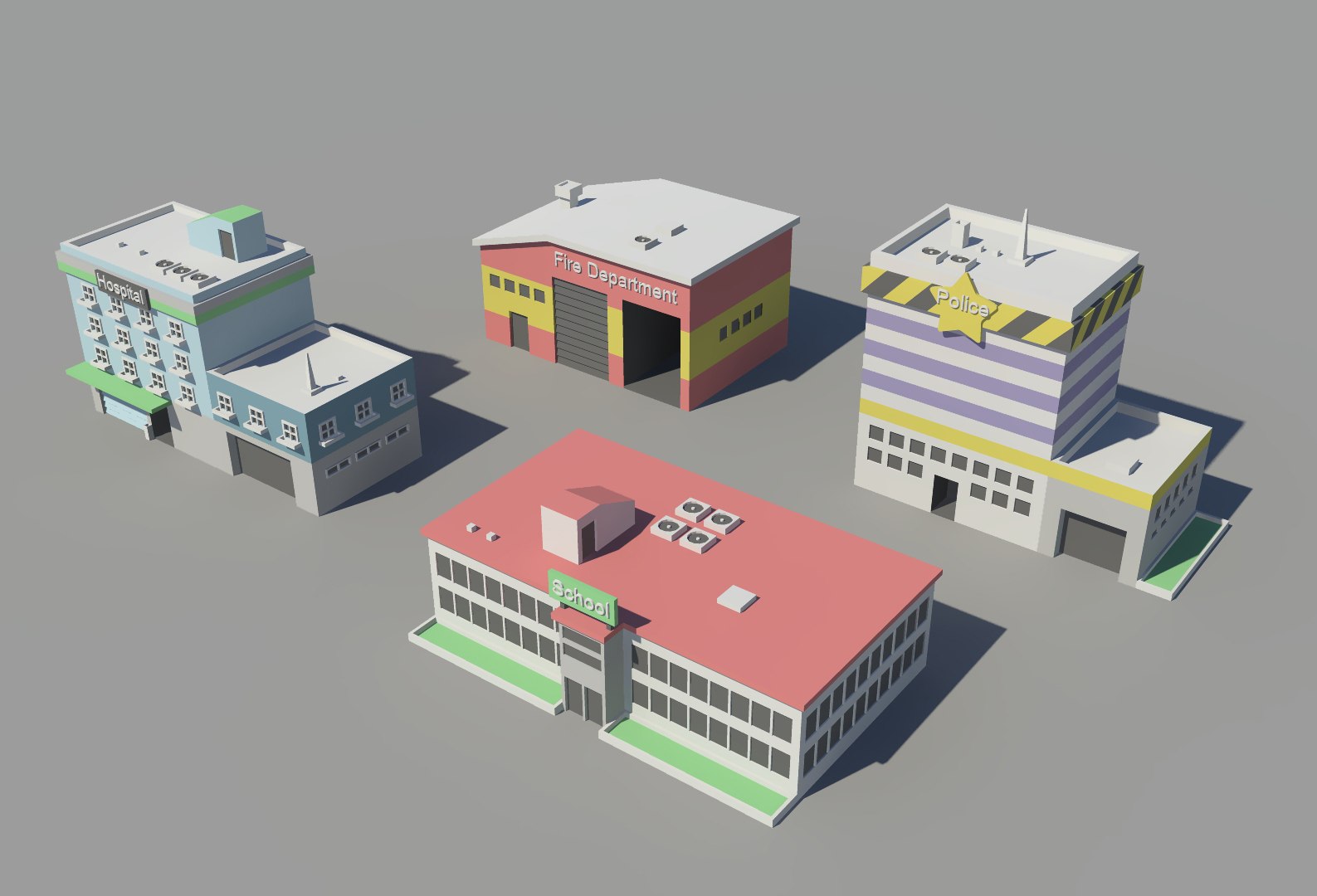 Isometric Buildings 3D Model - TurboSquid 1362141