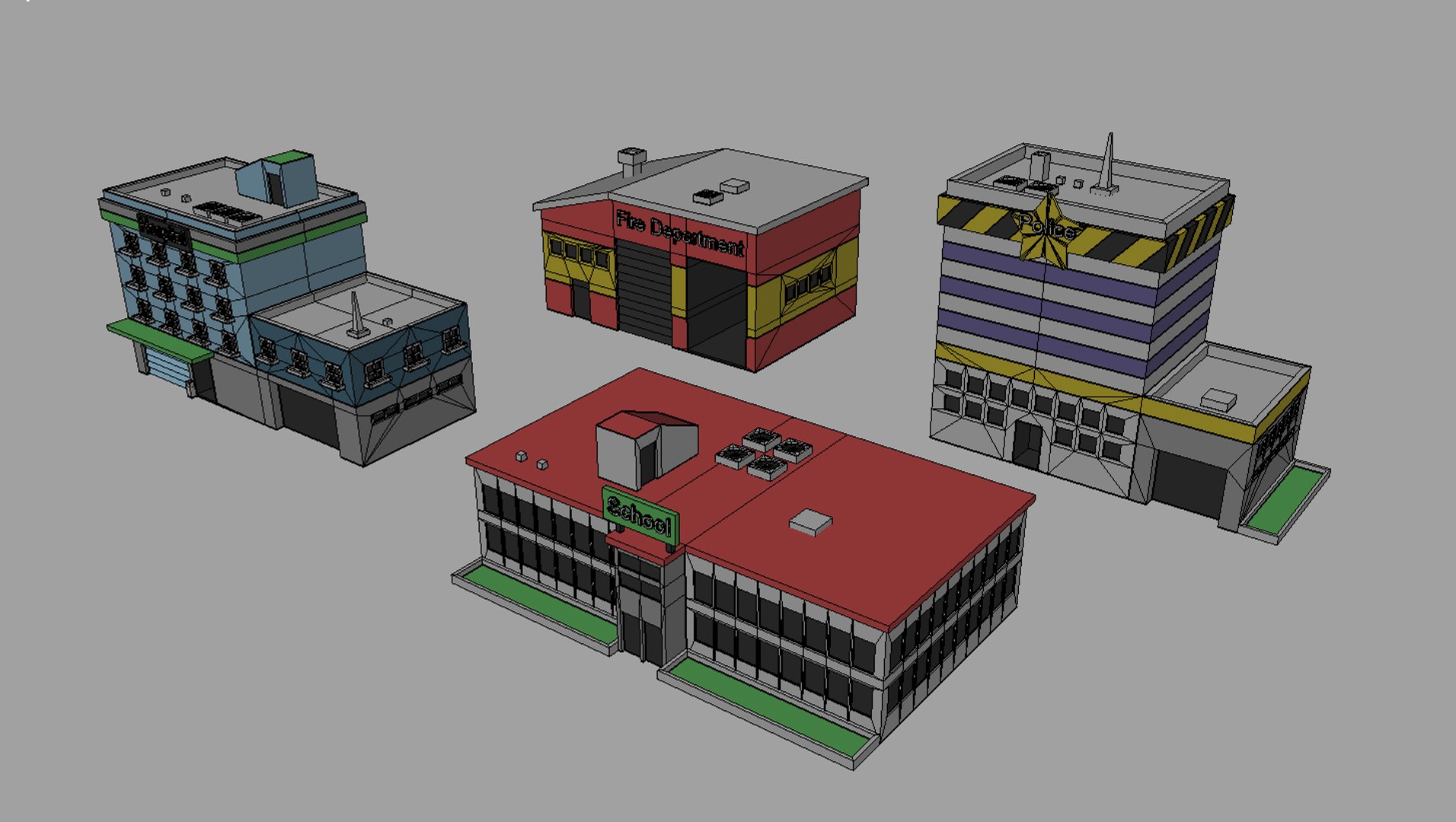 Isometric Buildings 3D Model - TurboSquid 1362141