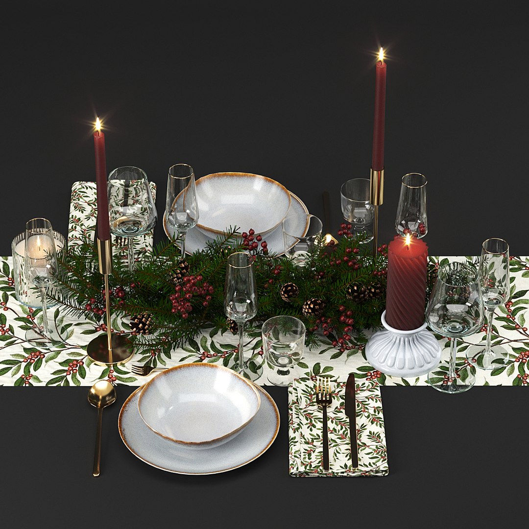 3D table setting new year model - TurboSquid 1658675