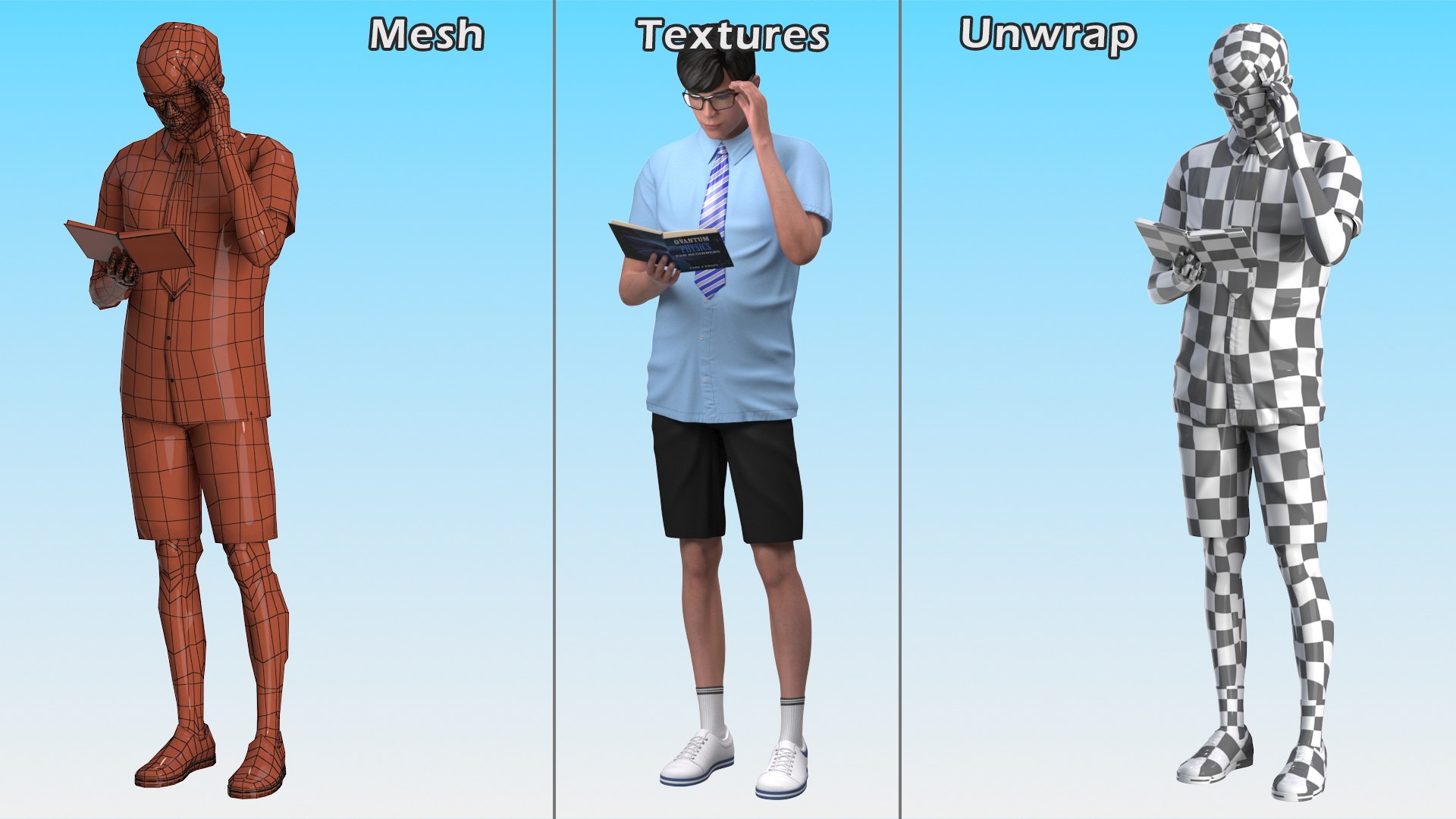 3D Chinese Schoolboy With Book - TurboSquid 1865745
