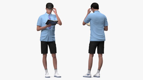 3D Chinese Schoolboy With Book - TurboSquid 1865745