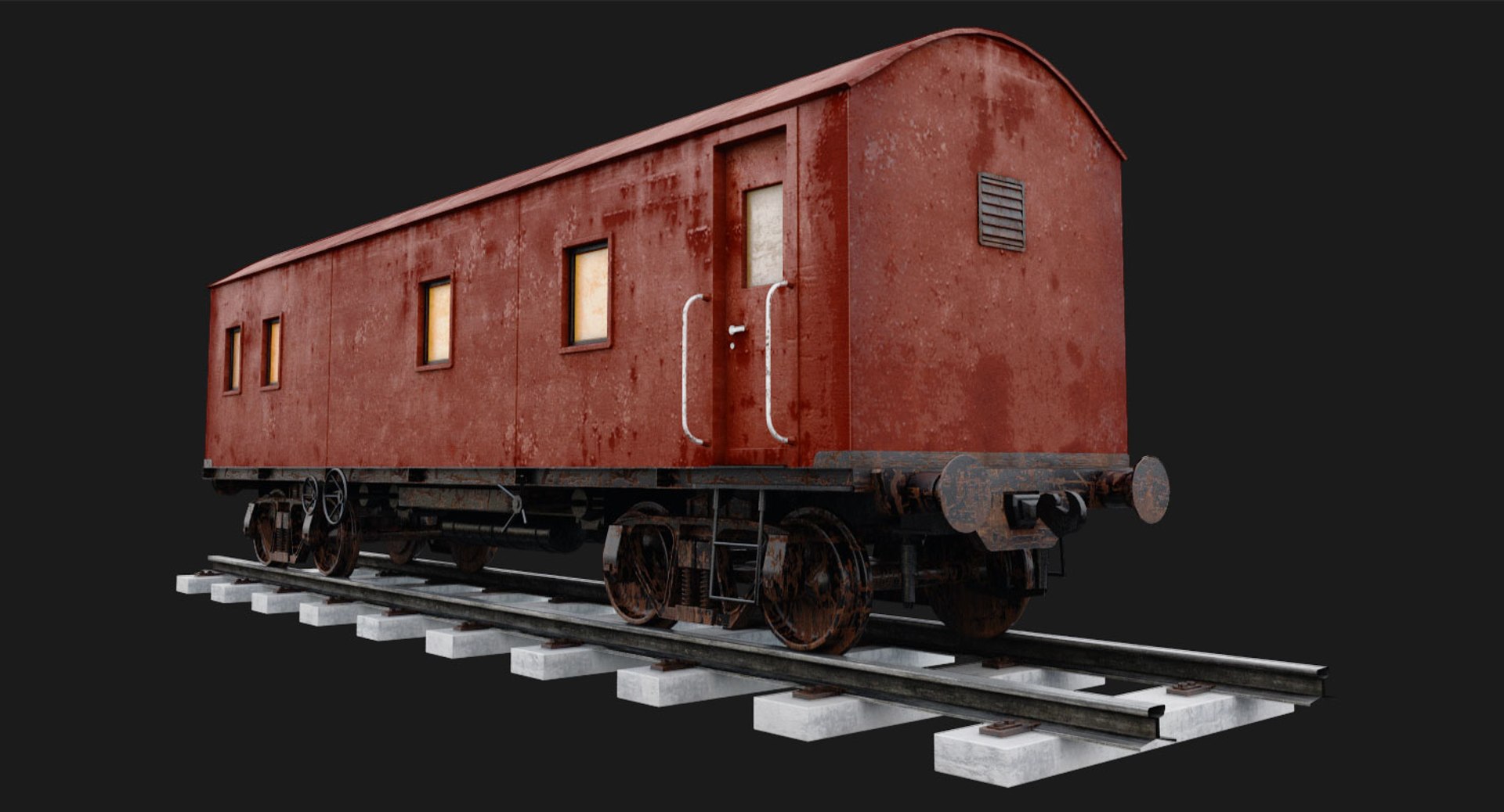 3d red train wagon
