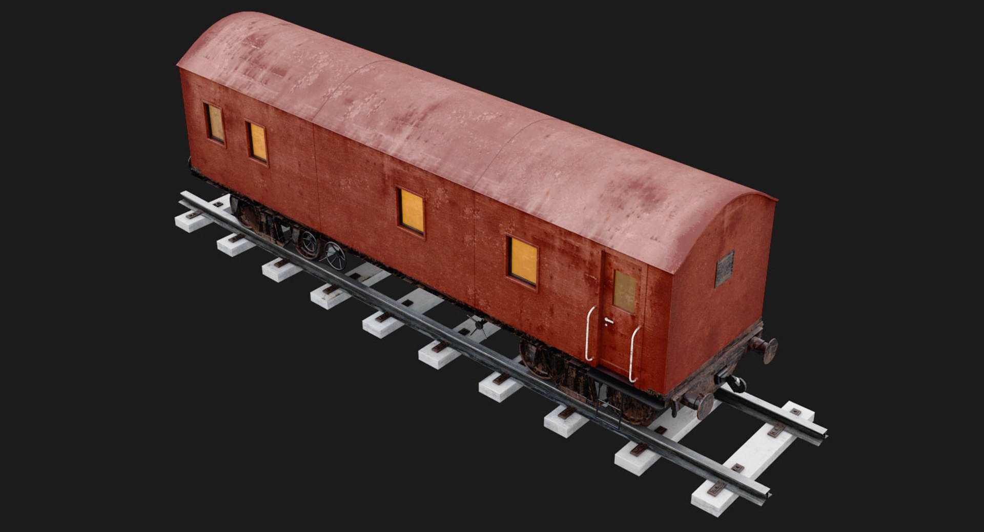 3d red train wagon
