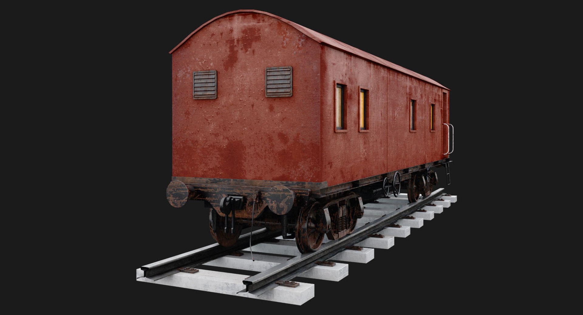 3d red train wagon
