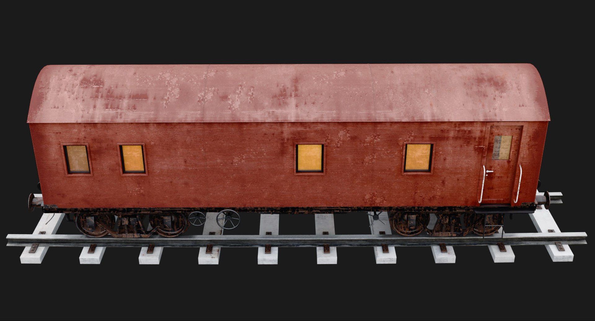 3d red train wagon