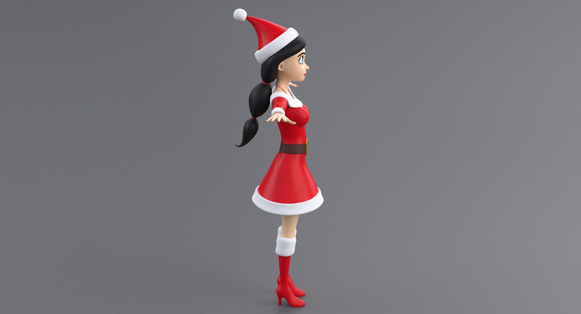 Cartoon Santa Girl 3D Model - TurboSquid 1427474