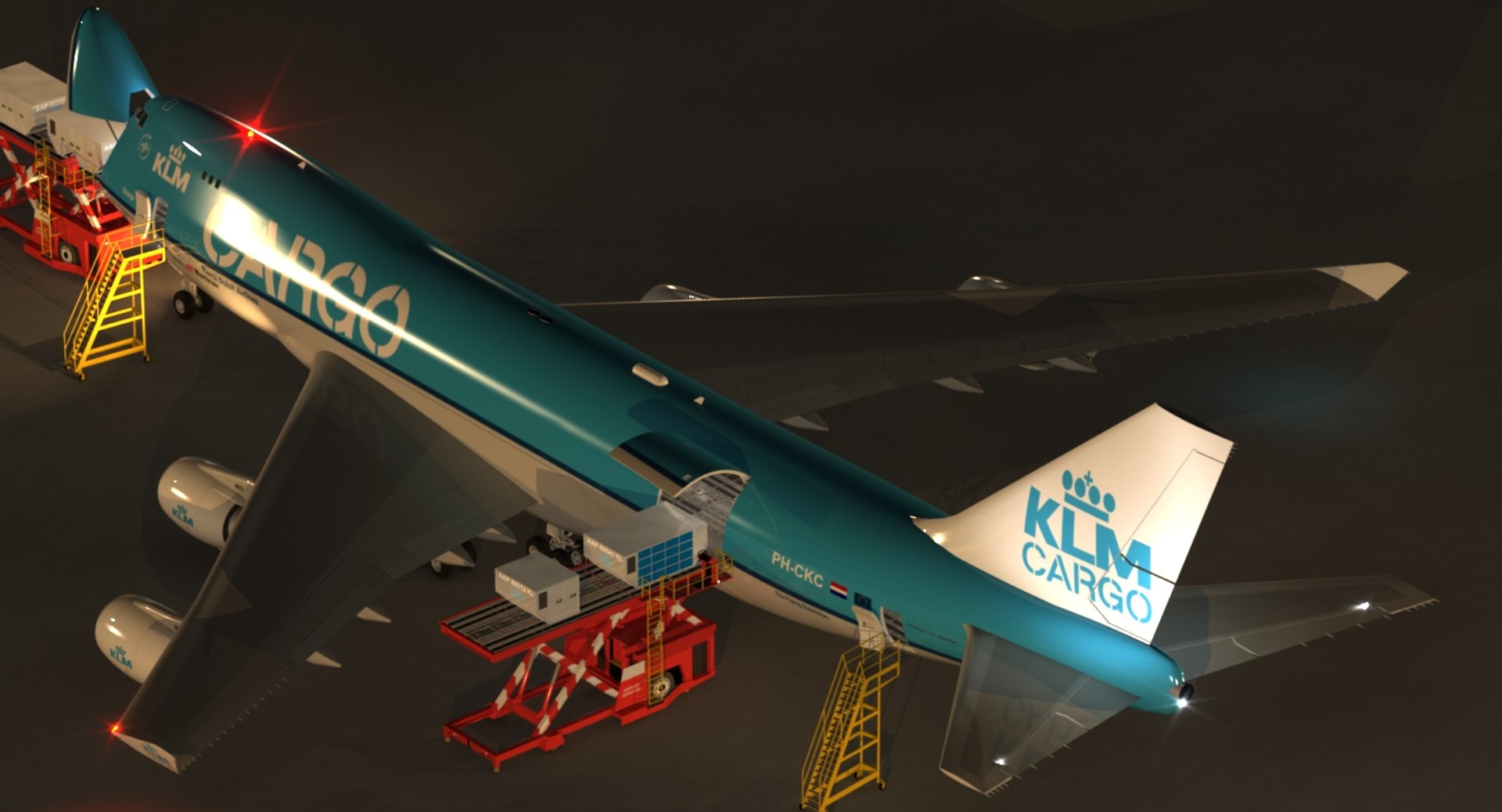 3d Scene Loading Operation Boeing 747-400 Model