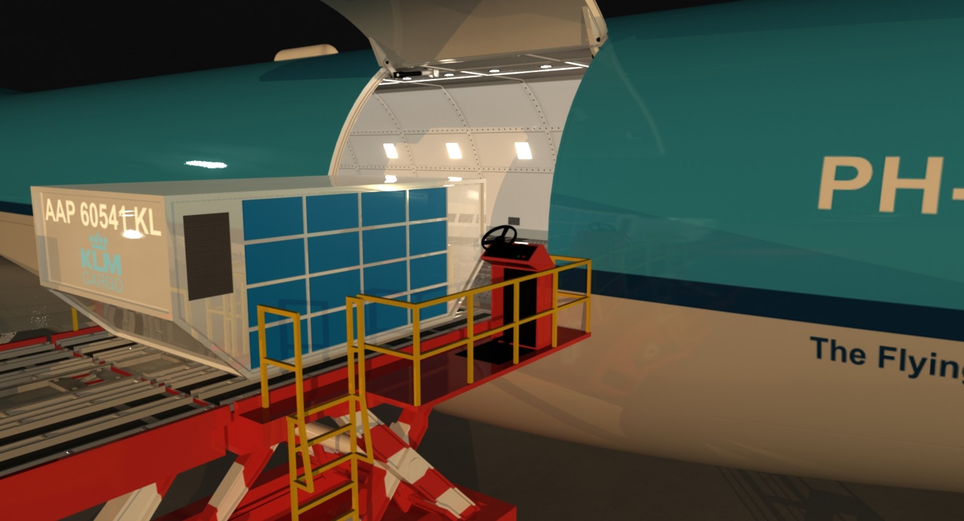 3d Scene Loading Operation Boeing 747-400 Model