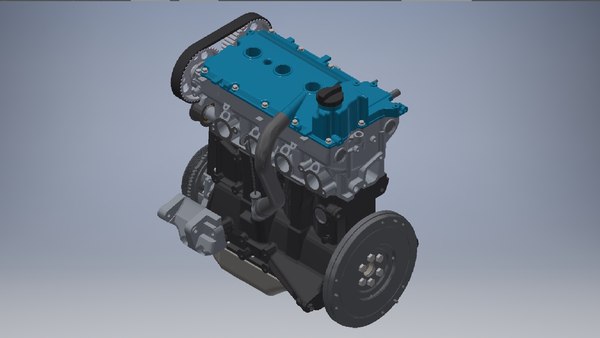 modelo 3d Modelo 3D del bloque del motor y del árbol de levas del I4 ...