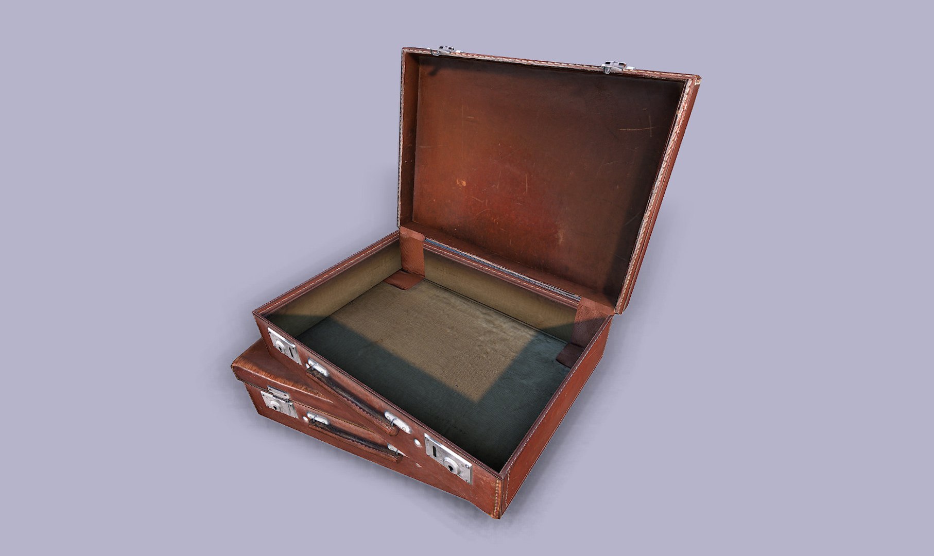 Old Leather Suitcase Obj