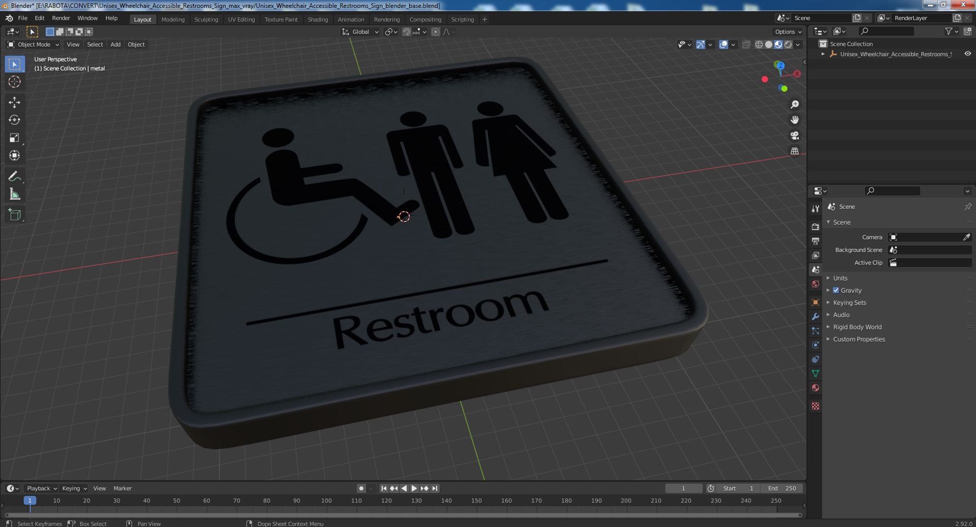 Unisex Wheelchair Accessible Restrooms Sign 3D Model - TurboSquid 2041648