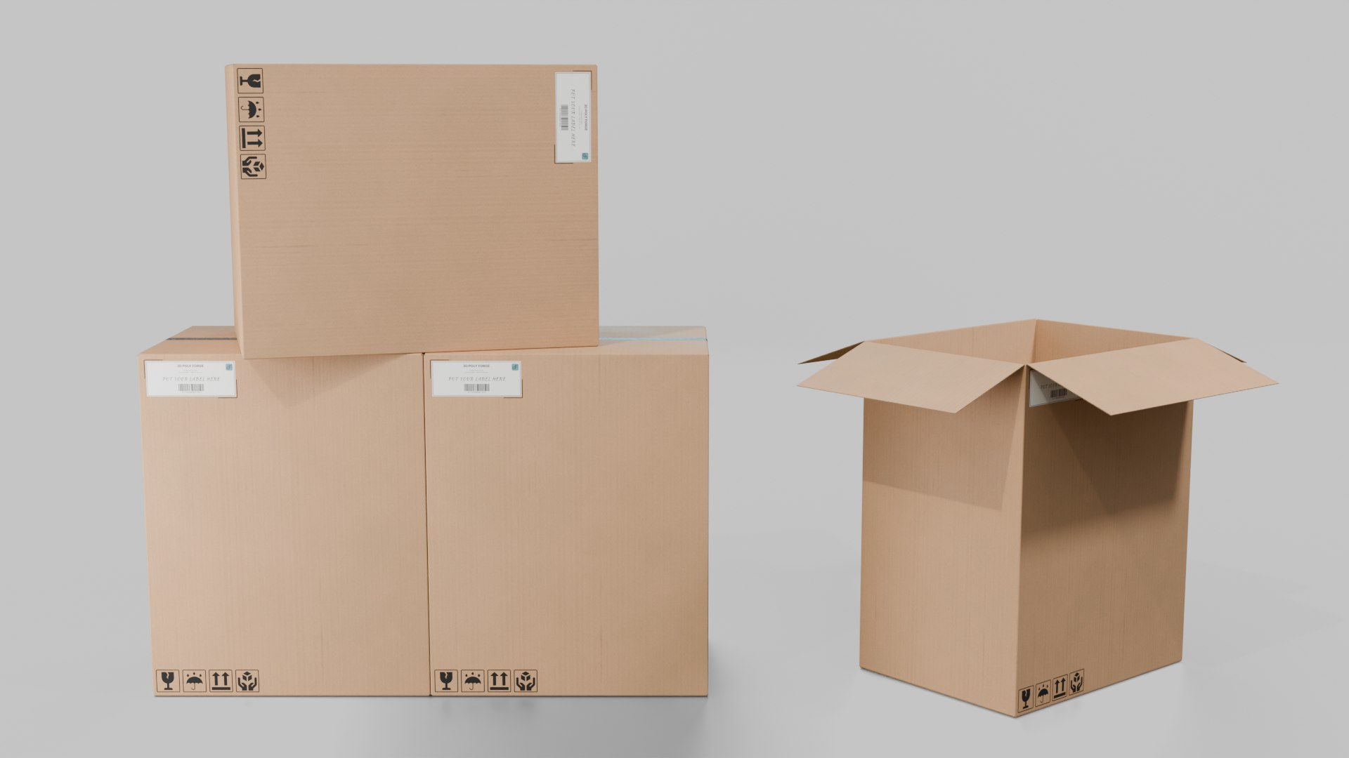 Heavy-Duty Cardboard Box Collection - Rigged And Customizable 3D Model ...