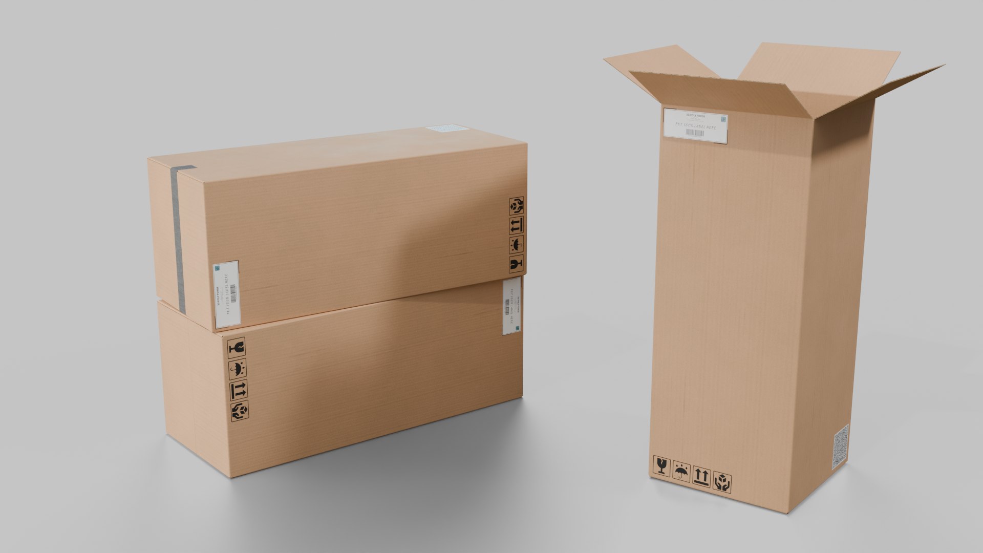 Heavy-Duty Cardboard Box Collection - Rigged And Customizable 3D Model ...