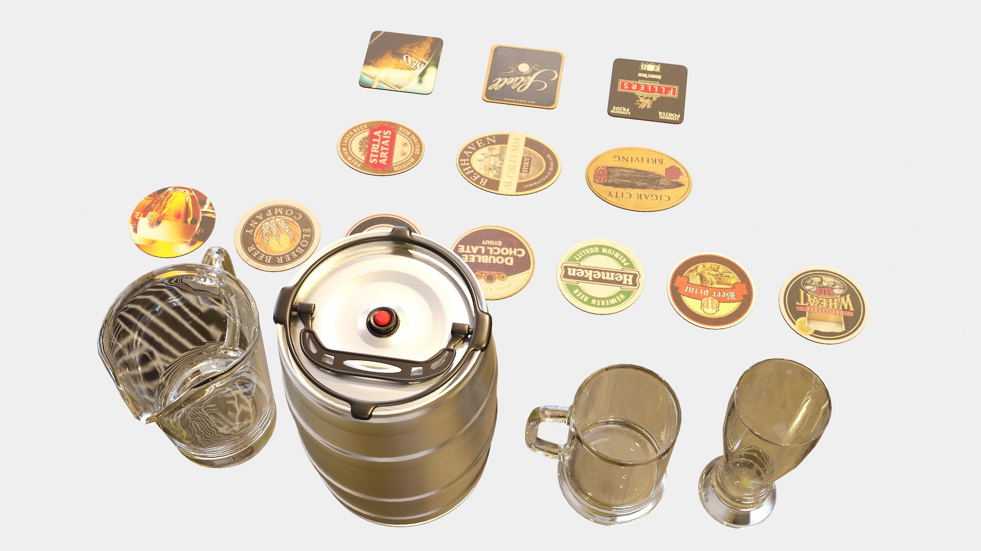 Bartender Tools Set 200 Beer Coasters 3D Model - TurboSquid 2244320