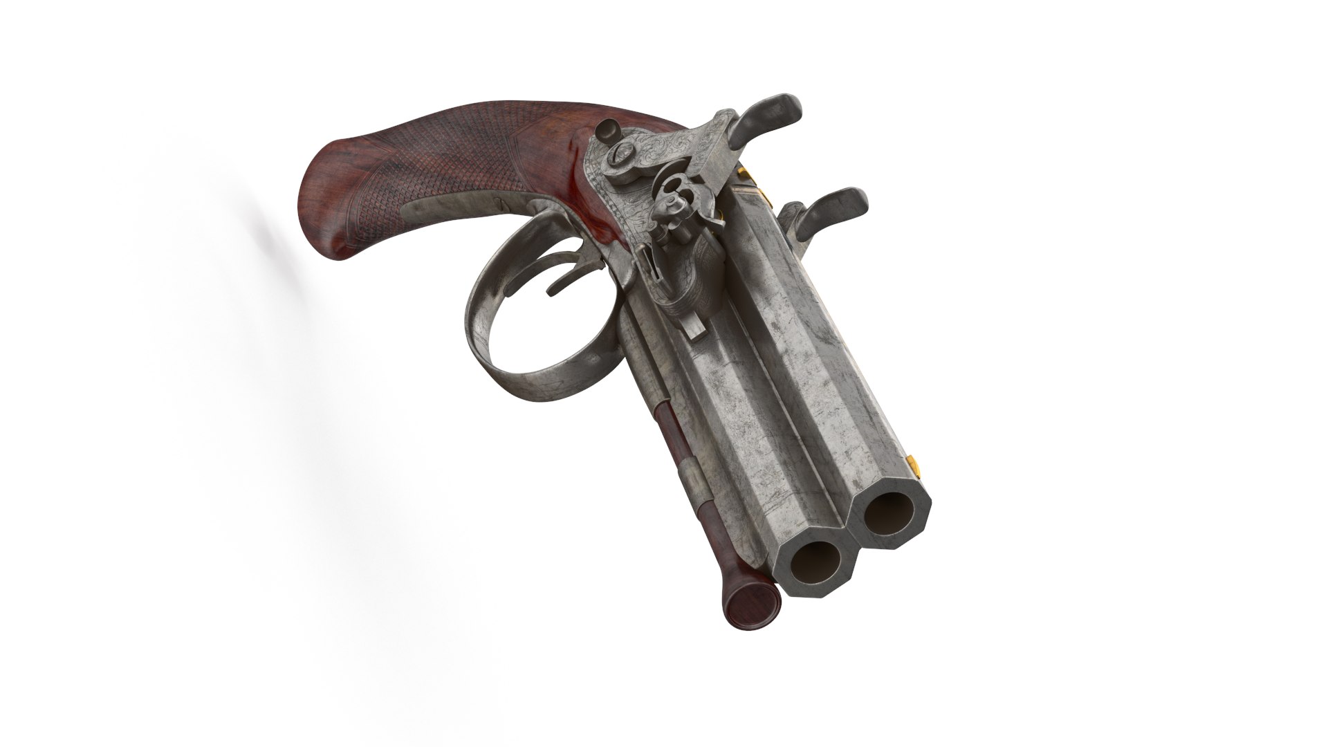 3D Double Barrell Flintlock Pistol - TurboSquid 2063459