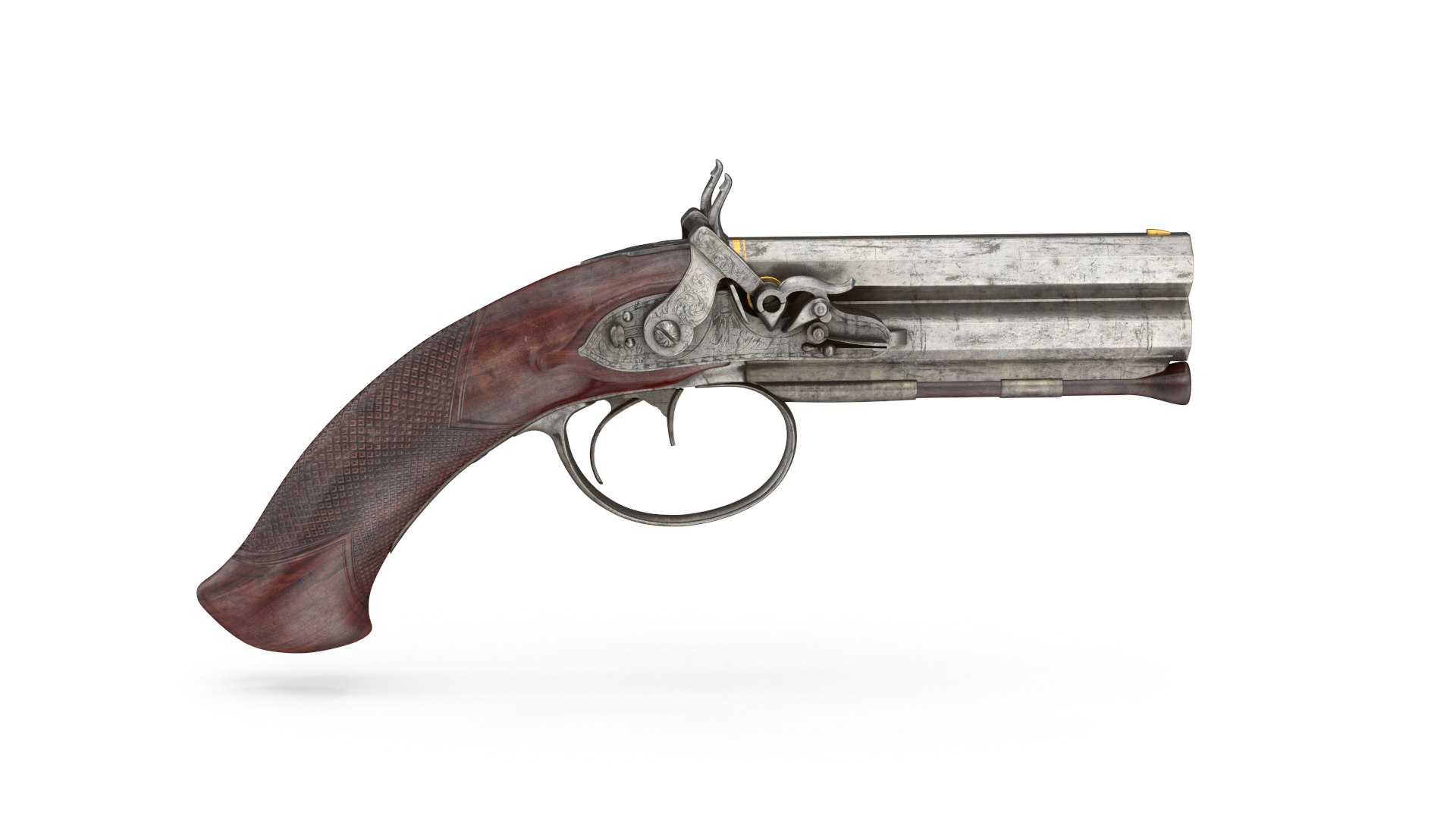 3D Double Barrell Flintlock Pistol - TurboSquid 2063459
