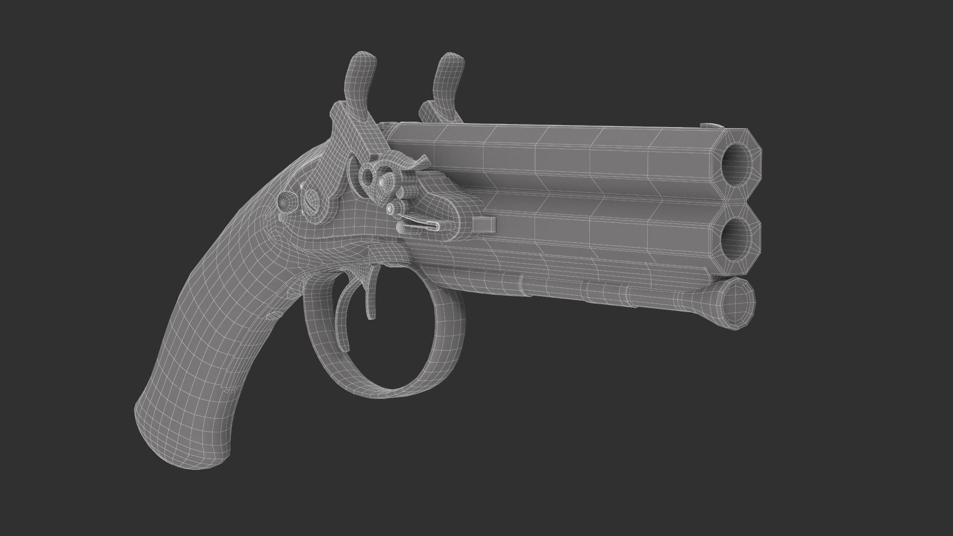 3D Double Barrell Flintlock Pistol - TurboSquid 2063459