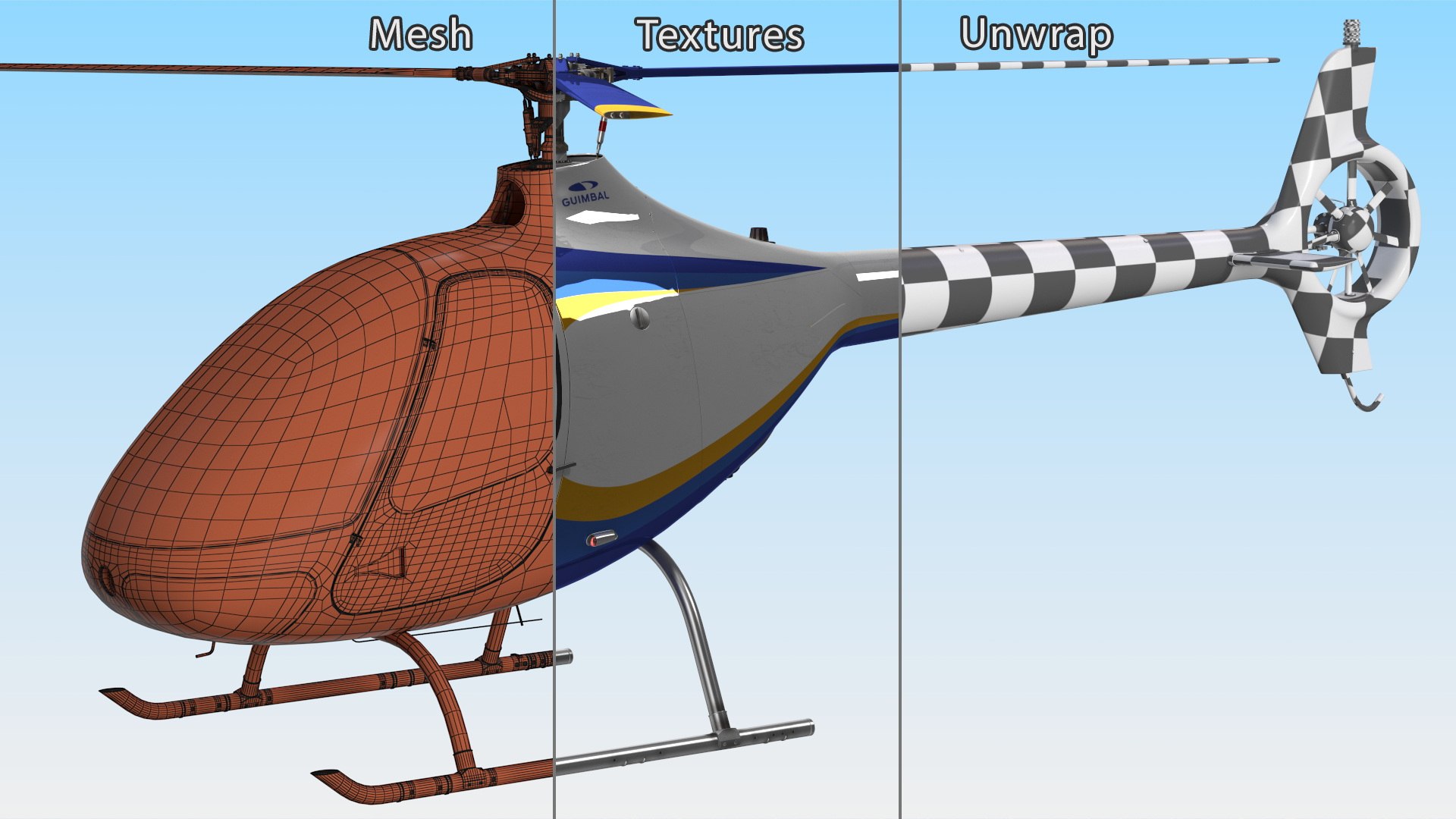 3d Training Helicopter Guimbal Cabri Model