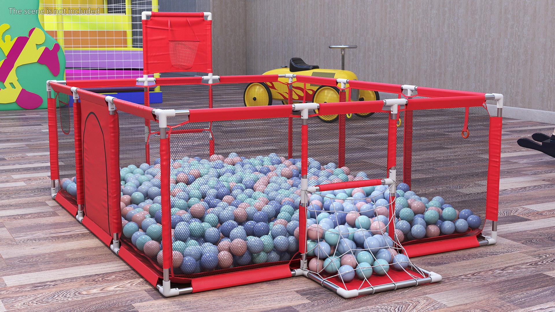 3D Red Baby Playpen with Plastic Balls model - TurboSquid 2101981
