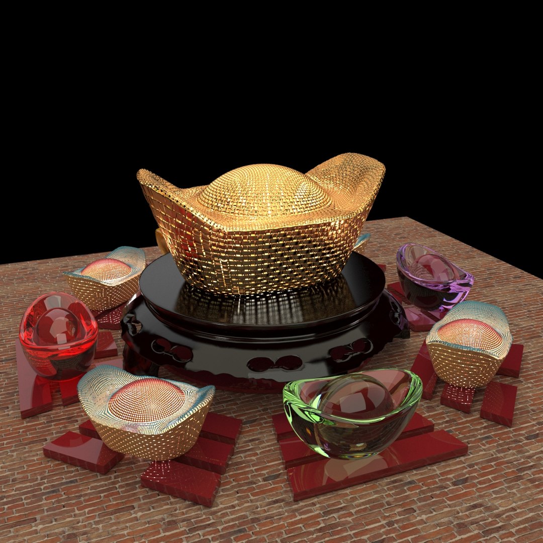 3D Chinese Gold Ingot - TurboSquid 2148047